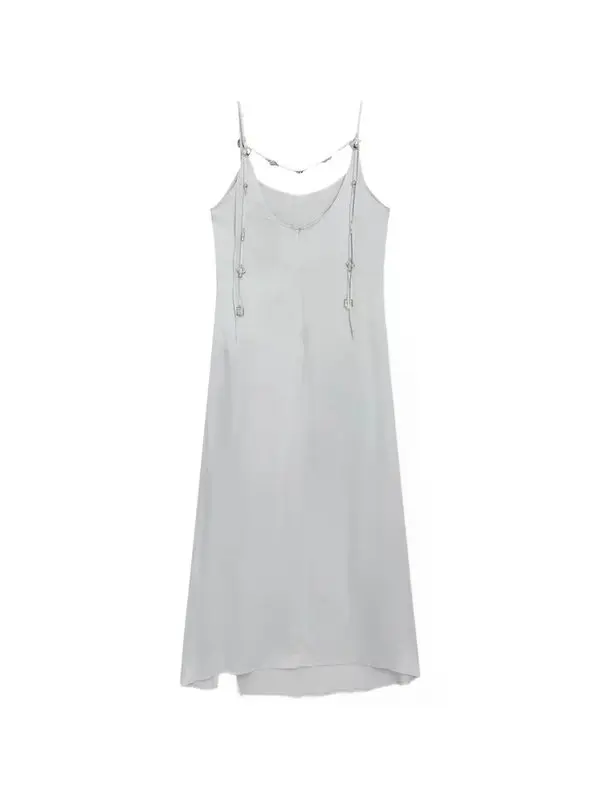 PRIVATE POLICY Charm-embellished Slip Midi Dress