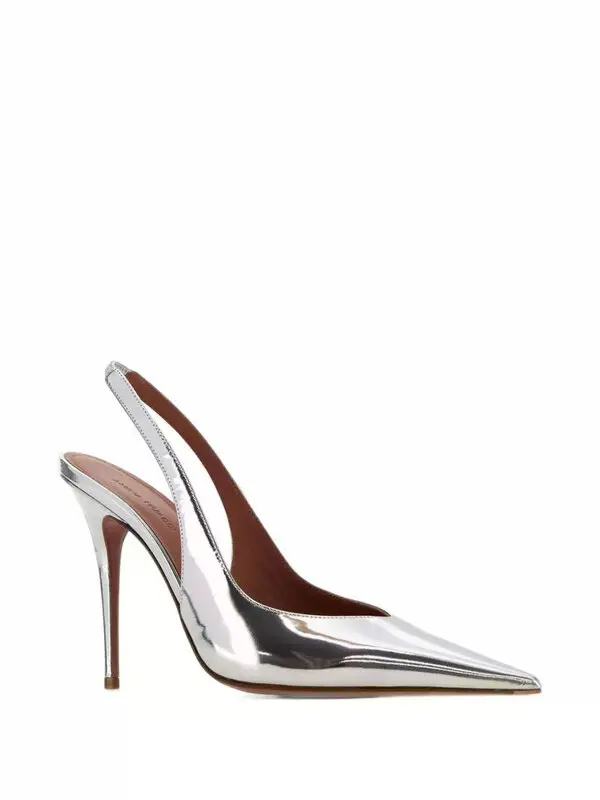Amina Muaddi Anok Metallic Slingback Pumps