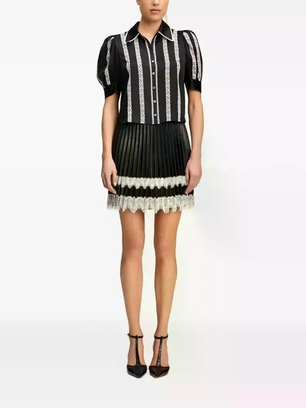 Cinq À Sept Nalea Lace-trim Puff-sleeve Top