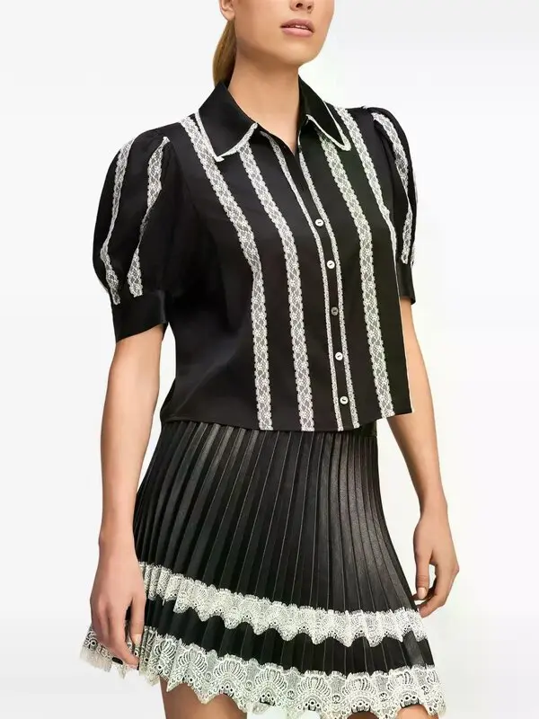 Cinq À Sept Nalea Lace-trim Puff-sleeve Top
