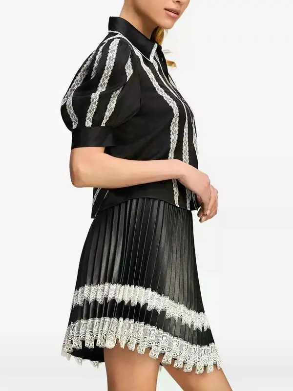 Cinq À Sept Nalea Lace-trim Puff-sleeve Top