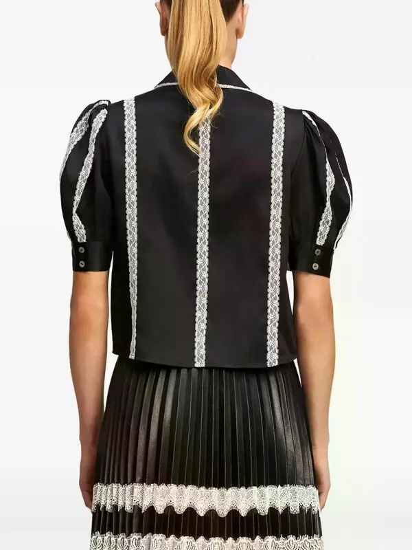 Cinq À Sept Nalea Lace-trim Puff-sleeve Top