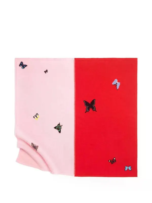 BARRIE X Damien Hirst The Butterflies Knitted Scarf - Red