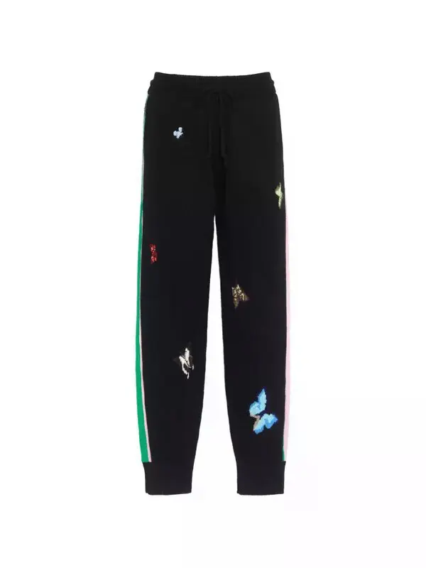 BARRIE X Damien Hirst The Butterflies Intarsia-knit Track Pants - Black