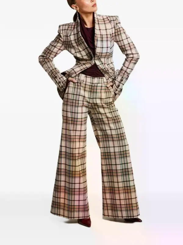 LIZ SKORSIS Check Maddix Wide-leg Trousers
