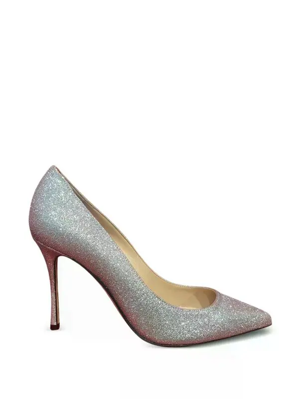 SERGIO ROSSI Glitter-effect Pointed-toe Pumps - Silver