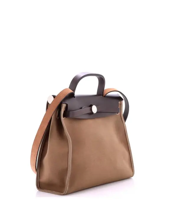 Hermès Herbag 31 Leather & Canvas Shoulder Bag