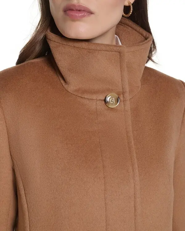 Cole Haan Stand Collar Wool Blend Coat