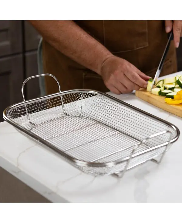 MAVERICK Stainless Steel Mesh Roasting Pan, 16.6 L X 10.9 W X 3.9 H