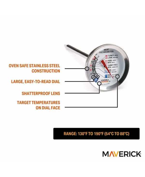 MAVERICK Gourmet Roasting Thermometer, 4.75 L