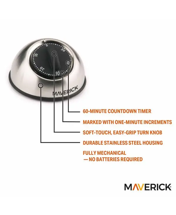 MAVERICK Classic Metal Timer, 3.75 L