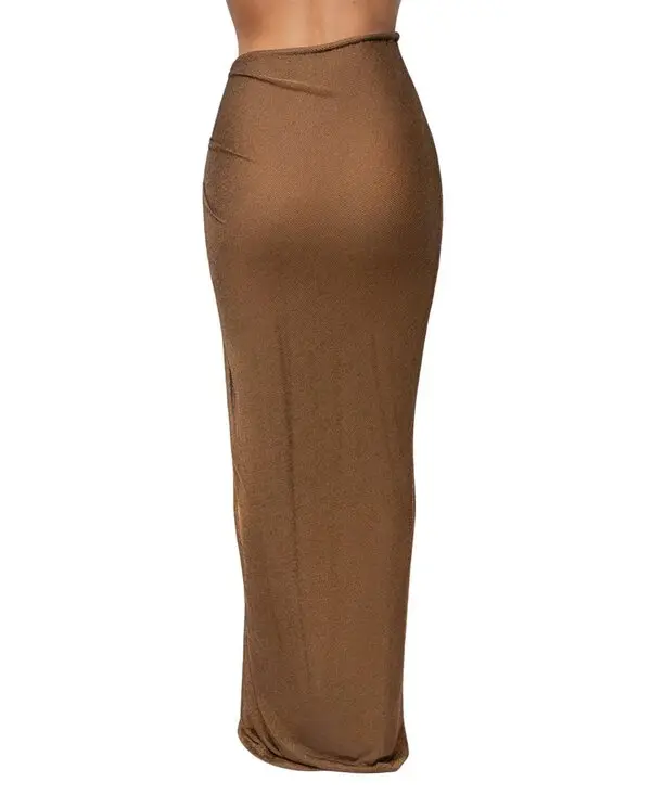 JLUXLABEL Noelia Metallic Slit Skirt - Bronze