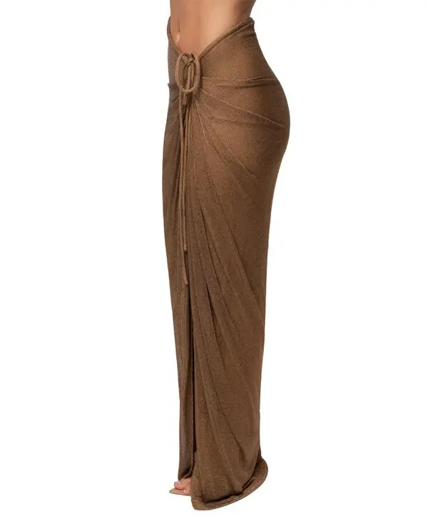 JLUXLABEL Noelia Metallic Slit Skirt - Bronze