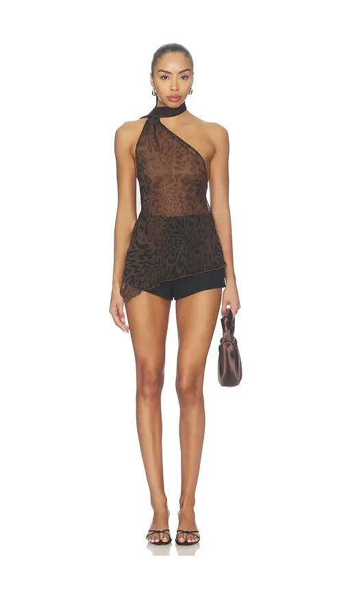 Superdown Gabriette Choker Top In Brown