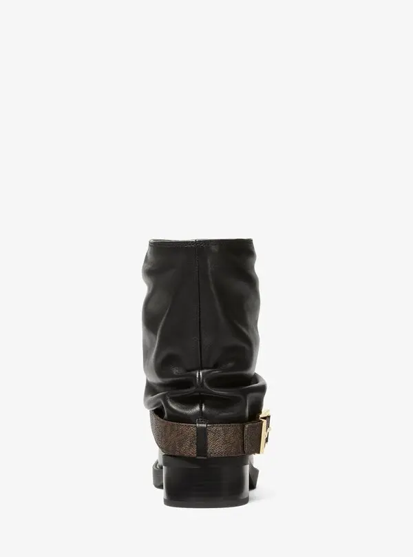 Michael Kors Colby Leather And Signature Logo Ankle Boot In Size By