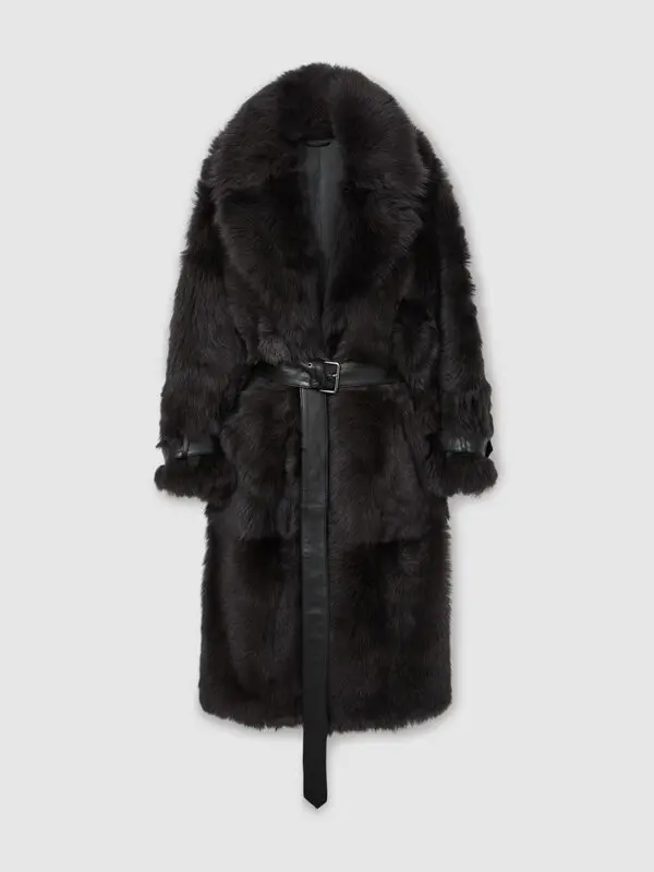 ATELIER Shearling Belted Long Coat