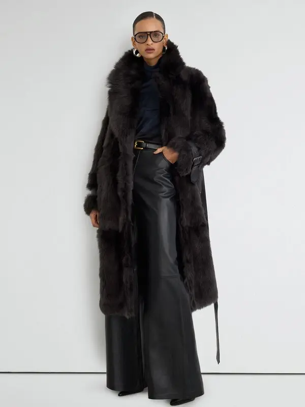 ATELIER Shearling Belted Long Coat