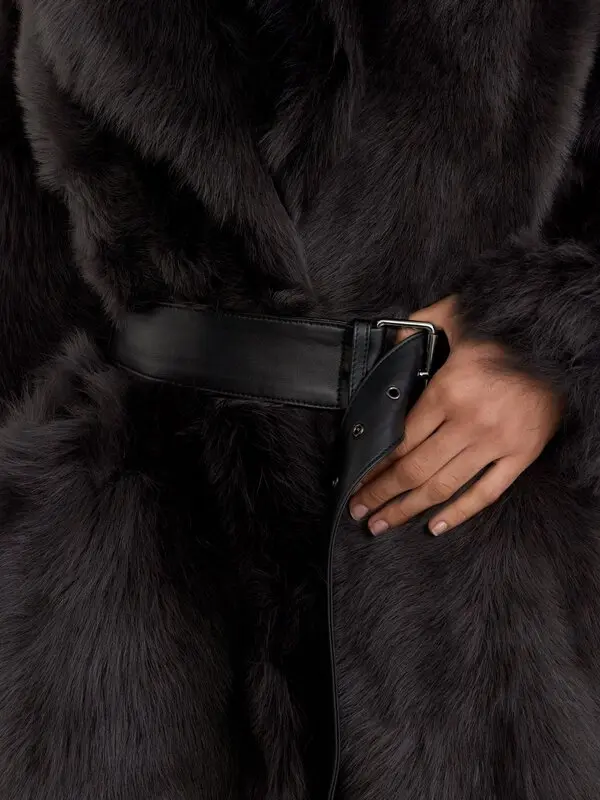 ATELIER Shearling Belted Long Coat