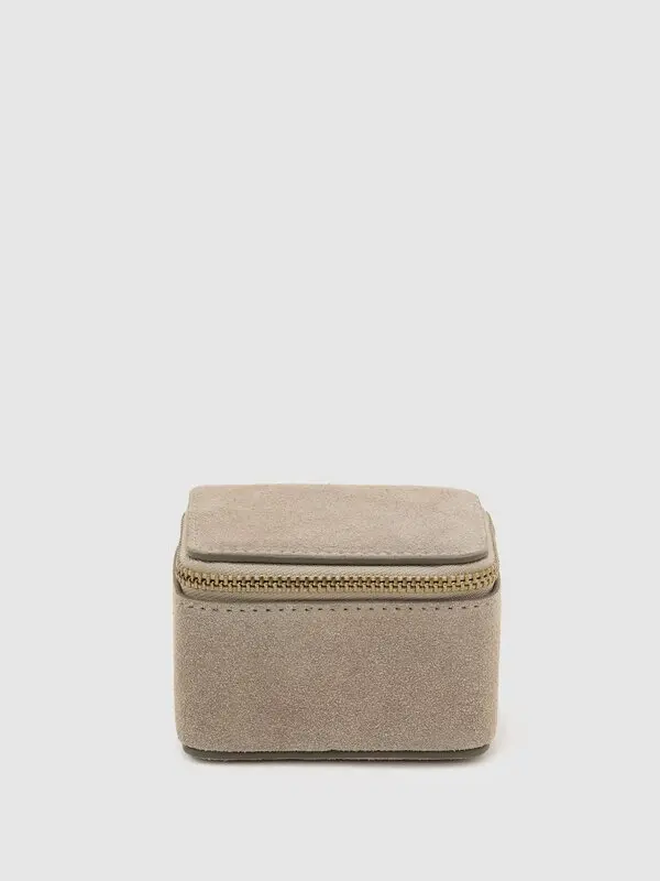 REISS Fern Small Suede Jewellery Case Bag