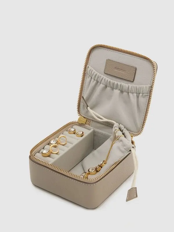 REISS Fiona Medium Leather Jewellery Case Bag
