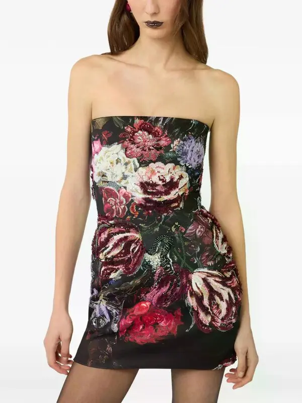Roberto Cavalli Floral-print Sequin-embellished Mini Dress