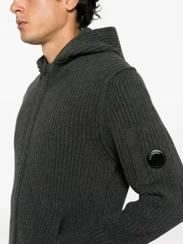 C.P. COMPANY Ribbed-knit Hoodie