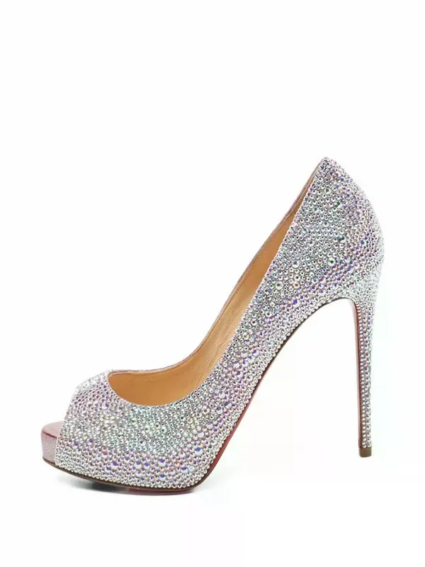 CHRISTIAN LOUBOUTIN New Riche Crystal-embellished Platform Pumps - Silver