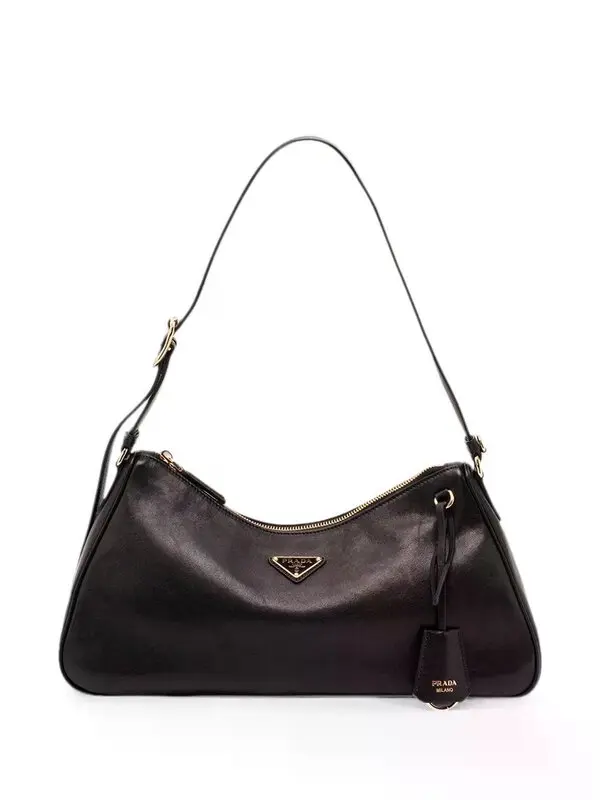 Prada Logo-plaque Shoulder Bag - Black