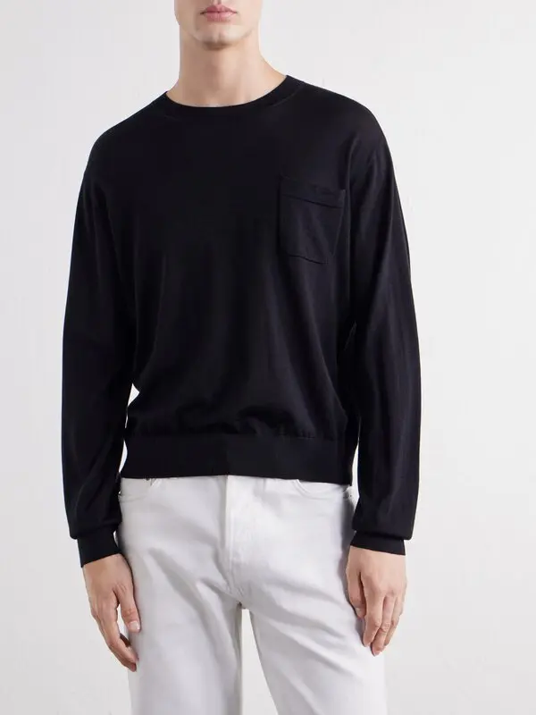 TOTEME Merino Wool And Silk-blend Sweater - Black
