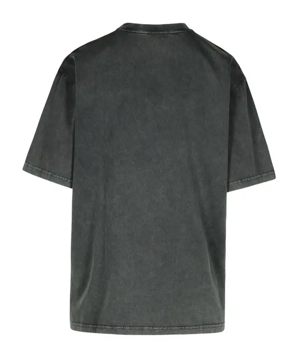 MSGM Logo Stud Embellished Faded Crewneck T-shirt