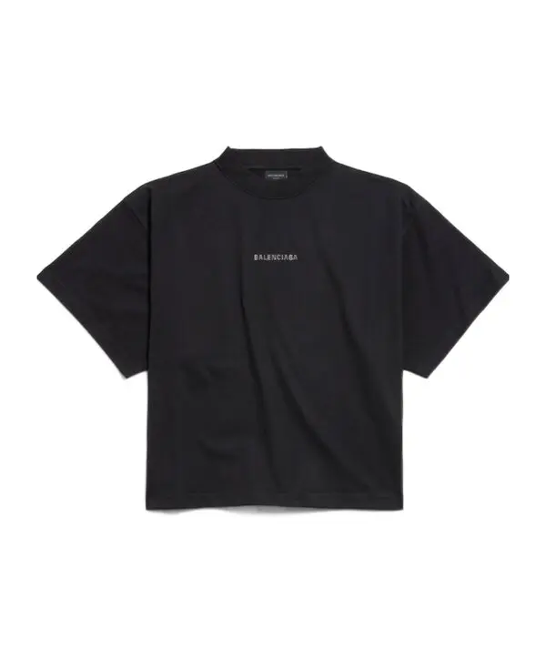 Balenciaga Logo Embellished Mockneck T-shirt