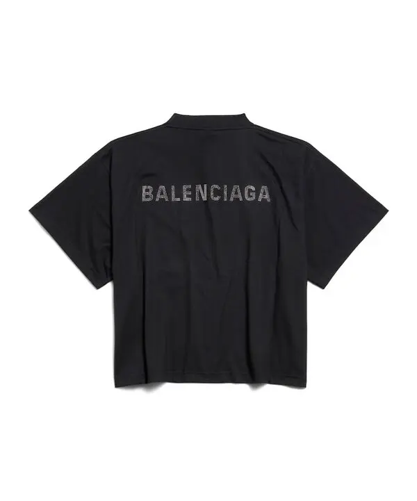 Balenciaga Logo Embellished Mockneck T-shirt