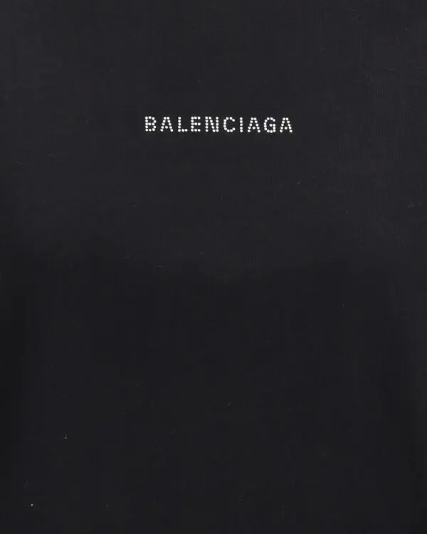 Balenciaga Logo Embellished Mockneck T-shirt