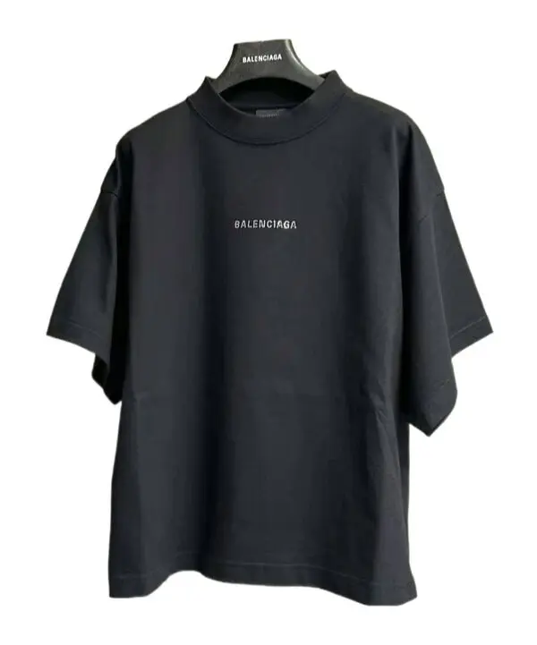 Balenciaga Logo Embellished Mockneck T-shirt
