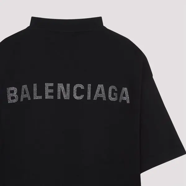 Balenciaga Logo Embellished Mockneck T-shirt