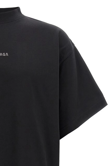 Balenciaga Logo Embellished Mockneck T-shirt