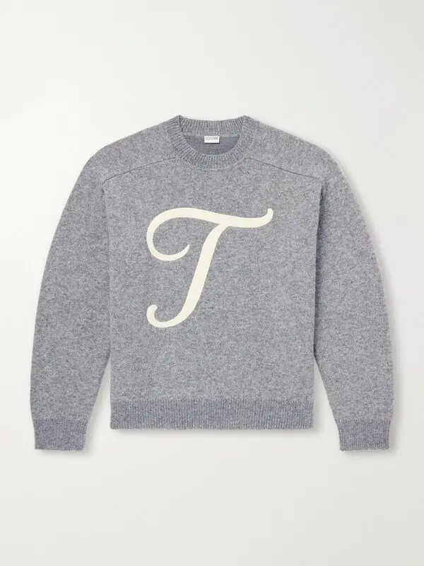 TOTEME Logo-embroidered Wool-blend Sweater