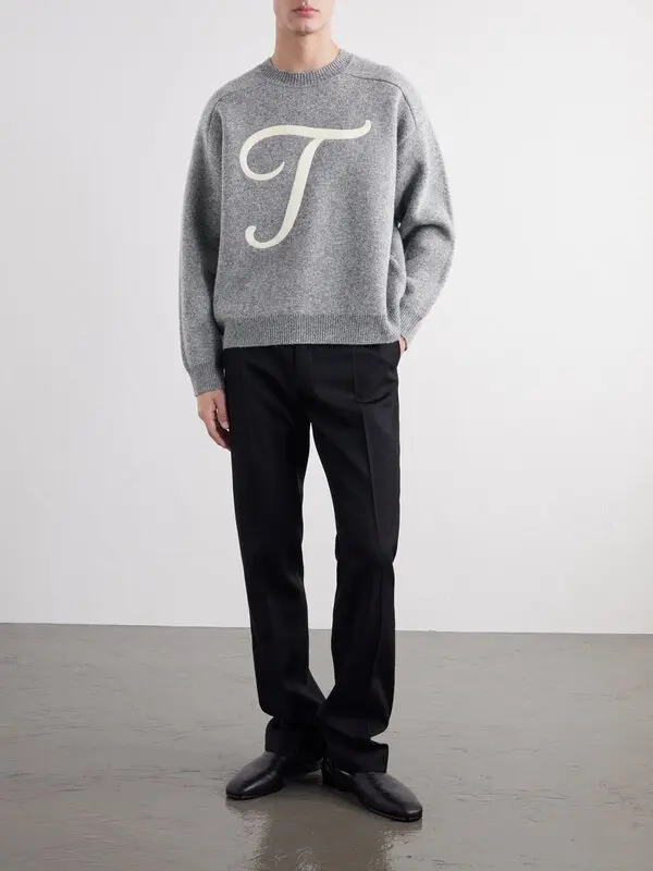 TOTEME Logo-embroidered Wool-blend Sweater