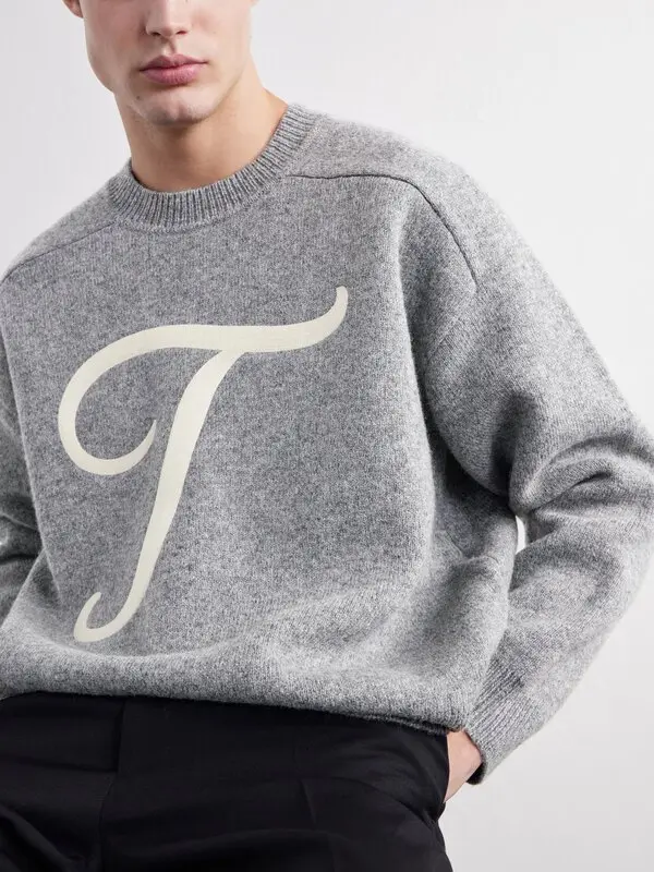 TOTEME Logo-embroidered Wool-blend Sweater