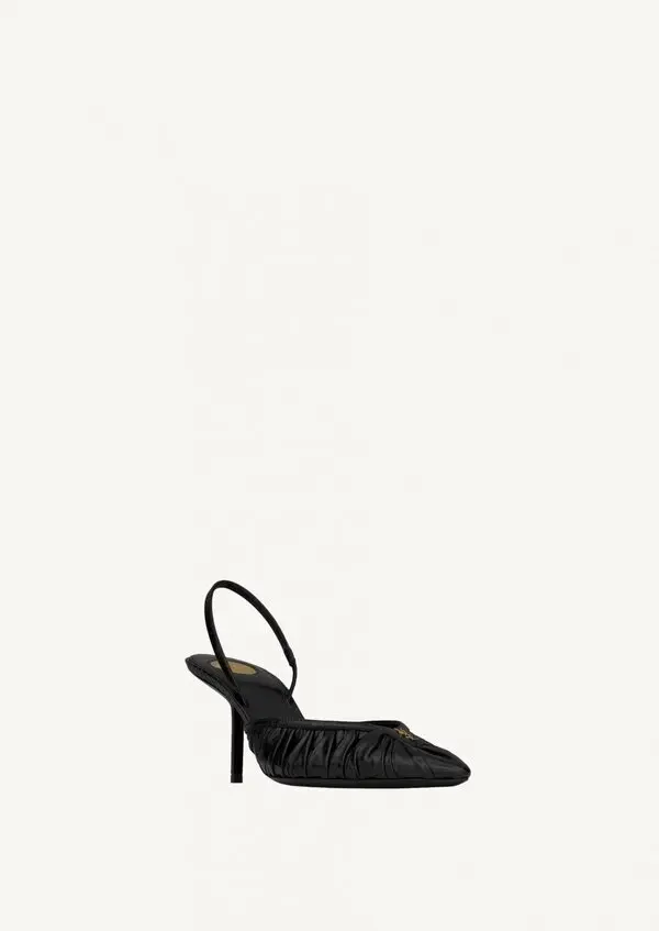 Saint Laurent Folie Slingback Pumps In Smooth Leather And Faux-python
