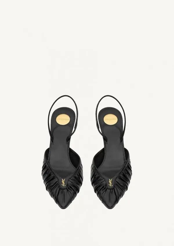Saint Laurent Folie Slingback Pumps In Smooth Leather And Faux-python