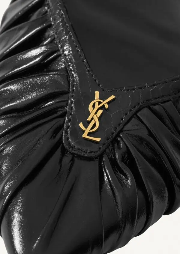 Saint Laurent Folie Slingback Pumps In Smooth Leather And Faux-python