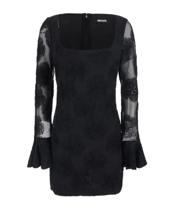 ROTATE BY BIRGER CHRISTENSEN Floral Mesh Mini Dress - Black