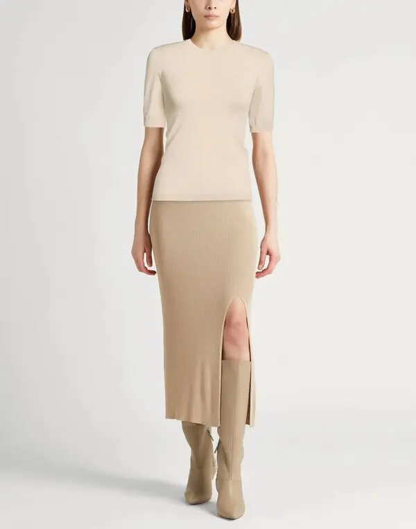 Max Mara Solid-color Short-sleeved Knit Top - Beige