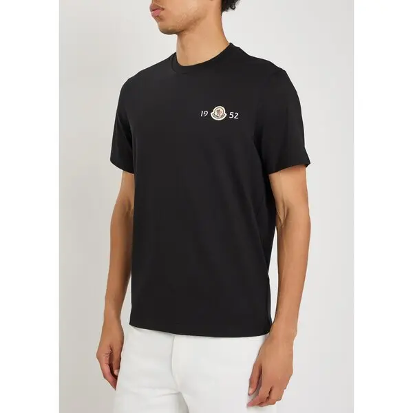 Moncler Arm Badge Cotton Short-sleeve Slim-fit T-shirt - Black