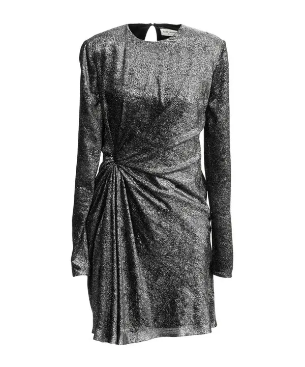 Saint Laurent Solid-colored Flare Skirt - Silver