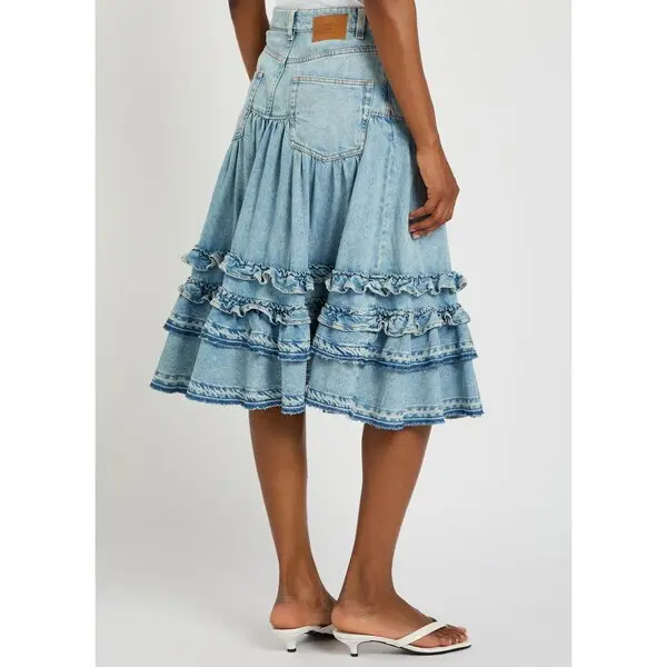 GANNI Denim Midi Skirt