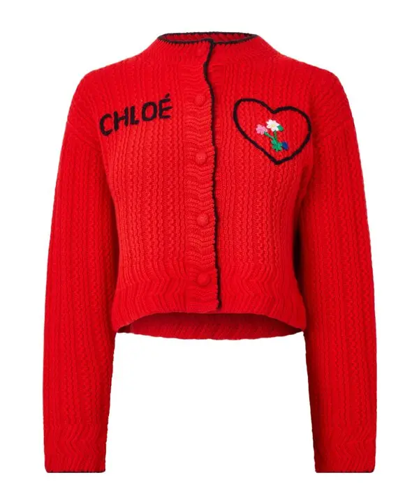 Chloé Twist-knit Cardigan - Red