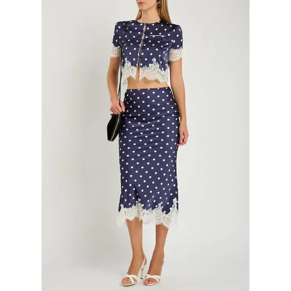 SELF-PORTRAIT Polka Dot Satin Dress