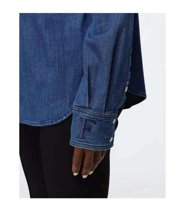 Elisabetta Franchi Denim Blouse With Embroidered Logo